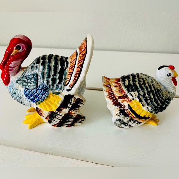 Dining | Vintage Turkey Shaker Set Painted Multi Color Ceramic Glass ...